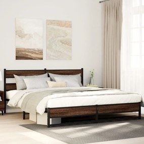Kovový rám postele bez matrace hnědý dub 180 x 200 cm 3308512