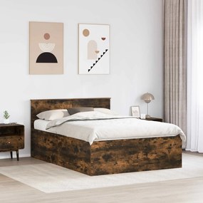 Rám postele s čelo Kouřový dub 150 x 200 cm Kompozitní dřevo 3408568