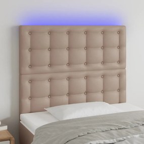 Čelo postele s LED cappuccino 80x5x118/128 cm umělá kůže 3122501
