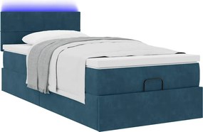 Osmanský rám postele s matrací tmavě modrá 90x200cm samet 3312600
