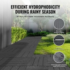 zámkové palubkové dlaždice 10 balení 30,5 × 30,5 cm plast pro verandu tmavě šedá