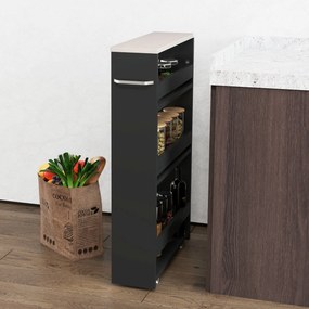Kleankin 3-vrstvý úložný vozík na kolečkách pro užší kuchyň, koupelnu, prádelnu a kancelář s rukojetí - 48 x 15 x 80 cm Černý
