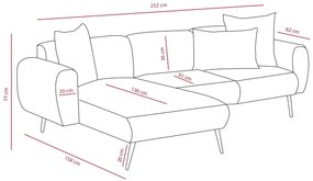 Hanah Home Rohová pohovka SIDE šedá pravá 252 cm