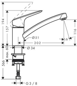 Hansgrohe Logis M31, kuchyňská páková baterie 120, 1jet, chromová, HAN-71830000