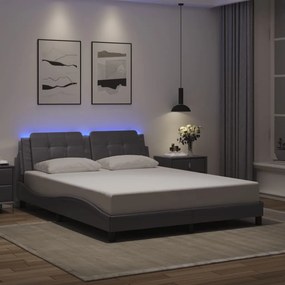 Rám postele s LED bez matrace Zadar šedý 160 x 200 cm 3214120