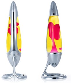 Mathmos Neo, originální lávová lampa, 1x20W, stříbrná se žlutou tekutinou a růžovou lávou, výška 42cm