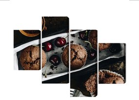 Vícedílný obraz Muffiny S Třešněmi Nedostatek Nedostatek Přírodní plátno 160x100