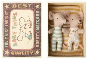 Maileg Myší dvojčata Twins in box, žlutá barva, textil