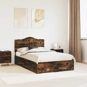 Rám postele s čelo Kouřový dub 135 x 190 cm Kompozitní dřevo 3413616