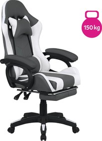 Kancelářské/herní křeslo s RGB LED podsvícením, černá/bílá, JOVELA