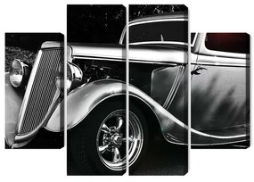 Vícedílný obraz Hot Rod Auto Ve Vintage Stylu Nedostatek Nedostatek Přírodní plátno 160x120