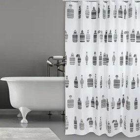 MSV MOSHI bílý / Sprchový závěs / motiv parfémů / 180 x 200 cm / polye