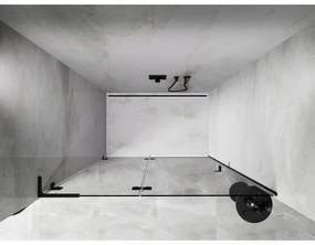 Mexen, Mexen Lunar L levé otočné sprchové dveře 140 cm, transparentní, černé - 834L-140-000-70-00-L