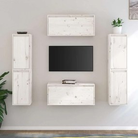 TV skříňky 6 ks bílé masivní borové dřevo 3100265