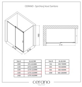 CERANO - Sprchový kout Santoro L/P - chrom, transparentní sklo - 130x90 cm - posuvný