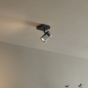 Moderní bodové svítidlo černé s kouřovým sklem otočné a naklápěcí - Gianni