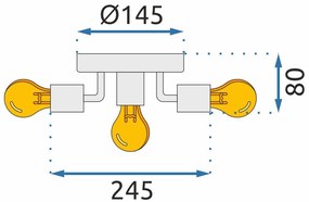 Toolight, kovové stropní svítidlo 5xE27 APP708-5C, zlatá, OSW-05207