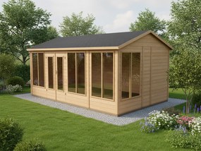 nejzahradnidomek.cz - Dřevěný domek PAMPA DE LUXE se sedlovou střechou (3,2 × 5,2 m), barva natur, S_PAMPA_DELUXE