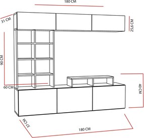 Televizní stěna Teak and Black