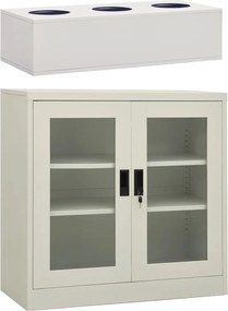 vidaXL Kancelářská skříň s květináčem 90x40x113 cm ocel [3095260] Barva: světle šedá
