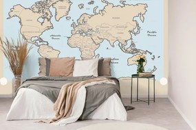 Samolepící tapeta mapa světa s béžovým okrajem - 375x250 cm