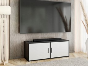 TV skříňka ROJO 2 černý + bílý uzavřená TV skříňka s policí