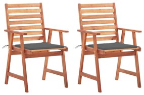 Zahradní jídelní židle 2 ks s poduškami masivní akáciové dřevo,  3064320