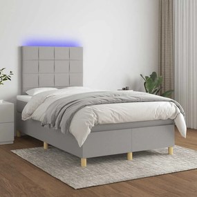 Box spring postel s matrací a LED světle šedá 120x190 cm textil 3270246