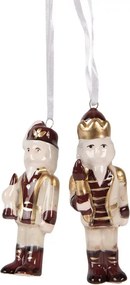 2ks vínovo-béžová keramická dekorace Louskáček ChrisMs - 3*3*10 cm