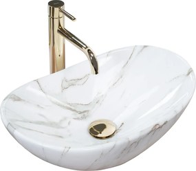 Rea Royal Mini, umyvadlo na desku 480x305x145 mm, imitace kamene Aiax Shiny, REA-U5063