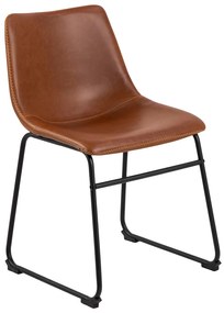 Kožená jídelní židle v industriálním stylu Hnědá ELESI