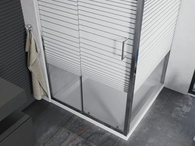 Mexen Apia posuvný sprchový kout 90 x 90 cm, 5mm sklo, chromový profil-čiré sklo/pásy + slim sprchová vanička 5cm, 840-090-090-01-20-4010