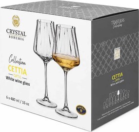 Crystal Bohemia Cettia optic sklenice na víno 480 ml 6 ks