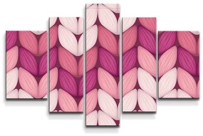 Sablio Obraz - 5-dílný Tříbarevné růžové pletení - 125x90 cm