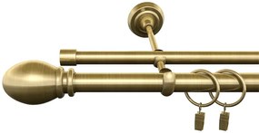 CARDINAL Kovová garnýž galvanizovaná 25mm dvoutyčová Kapri Zlato Antyk 200cm