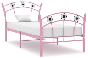 Rám postele s fotbalovým motivem růžový kov 90 x 200 cm