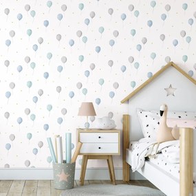 Dětská vliesová tapeta s balonky a hvězdičkami, 970-2, Mika,  ICH Wallcoverings