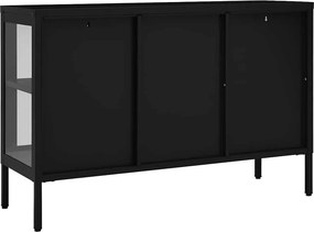 Příborník černý 105 x 35 x 70 cm ocel a sklo 336067