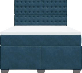 Box spring postel s matrací modrá 140 x 190 cm samet 3290922