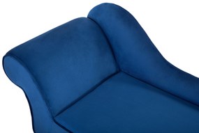 Kobaltově modrá sametová mini-lenoška levostranná BIARRITZ Beliani