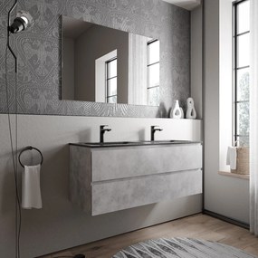 Koupelnová skříňka AVA 120 cm s dvojumyvadlem z minerálního odlitku BRUXELLES