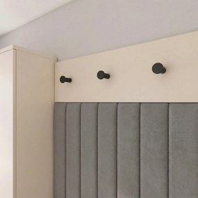 Předsíňová stěna RAYO 1 s čalouněnými panely, 140 cm, kašmír/ černá