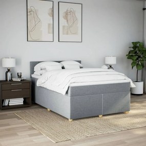 Box spring postel s matrací světle šedá 160 x 200 cm textil 3289031