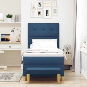 Postel s boxspringem s čelo Modrá 200 x 100 cm textil 3344281