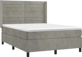 Box spring postel s matrací světle šedá 140x190 cm samet 3132735