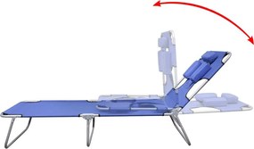 vidaXL Skládací opalovací lehátko s podhlavníky práškovaná ocel [310333] Barva: tyrkysově modrá