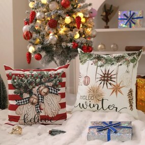 Vánoční povlak na polštář BOHO WINTER 45x45 cm, krémový