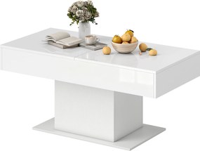 HOMCOM vysouvací konferenční stolek se skrytým úložným prostorem, 108-178,5x53x49 cm, vysoký lesk bílá
