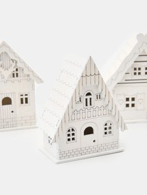Sinsay - Sada vánočních stojících dekorací ve tvaru domečků 3 pack - bílá