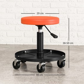 HOMCOM Pracovní stolička s kolečky, úložný prostor, nastavitelná výška 38-50 cm, otočná stolička s nosností do 135 kg, otočné sedadlo, pracovní houpa…